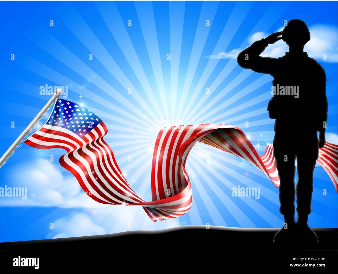 American Flag Saluting Soldier Background Stock Vector Image & Art - Alamy