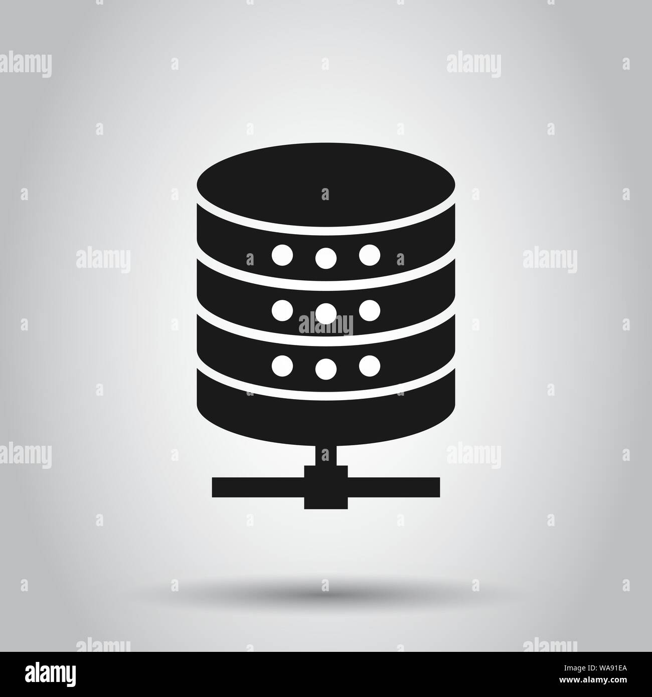 Data center icon in flat style. Server vector illustration on isolated ...