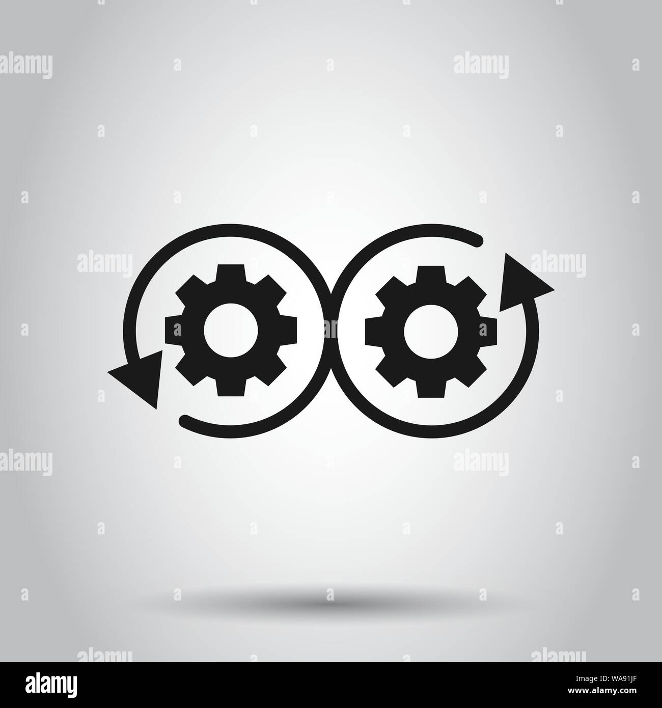 Development Icon In Flat Style Devops Vector Illustration On Isolated Background Cog With