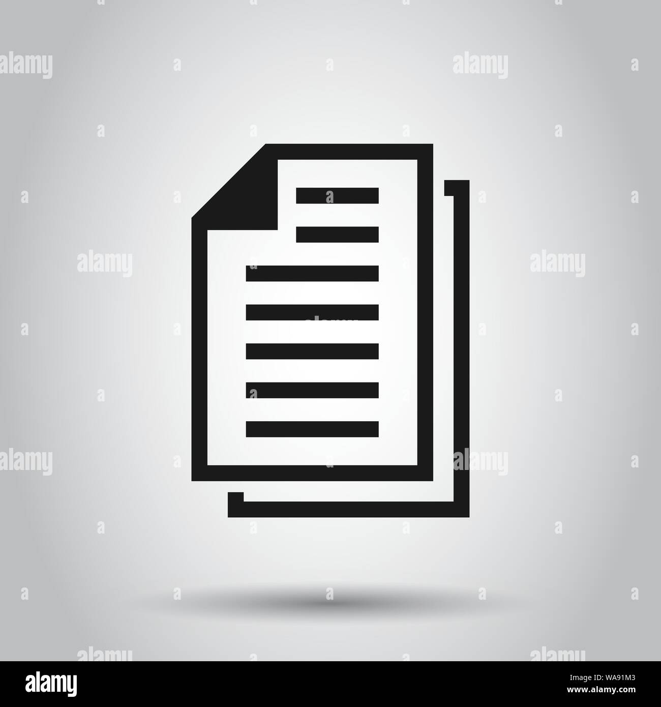 Document note icon in flat style. Paper sheet vector illustration on ...