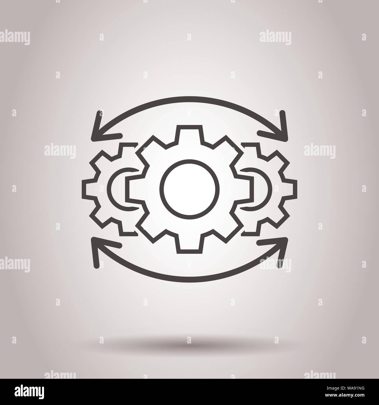 Operation project icon in flat style. Gear process vector illustration ...