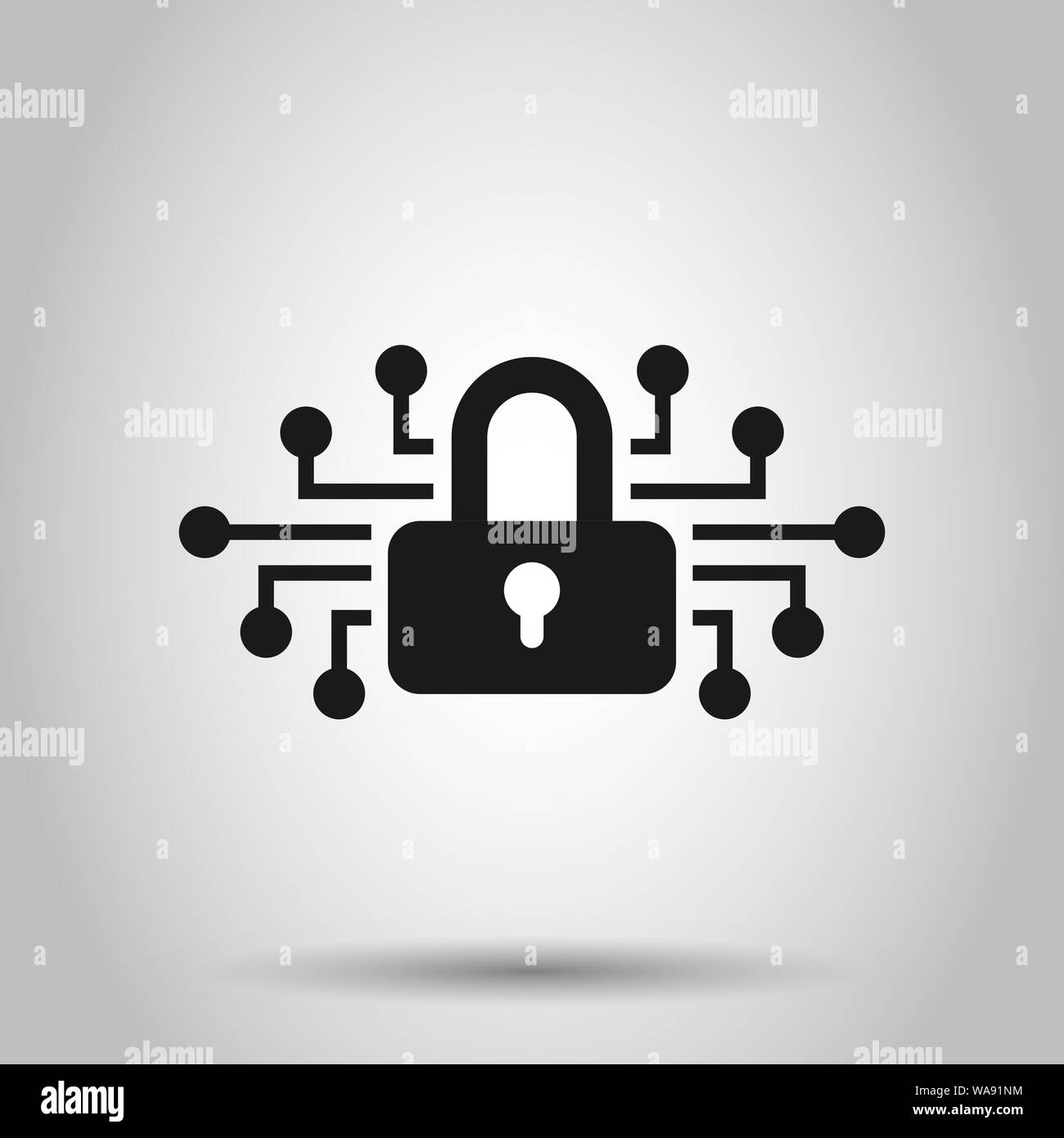Cyber security icon in flat style. Padlock locked vector illustration ...