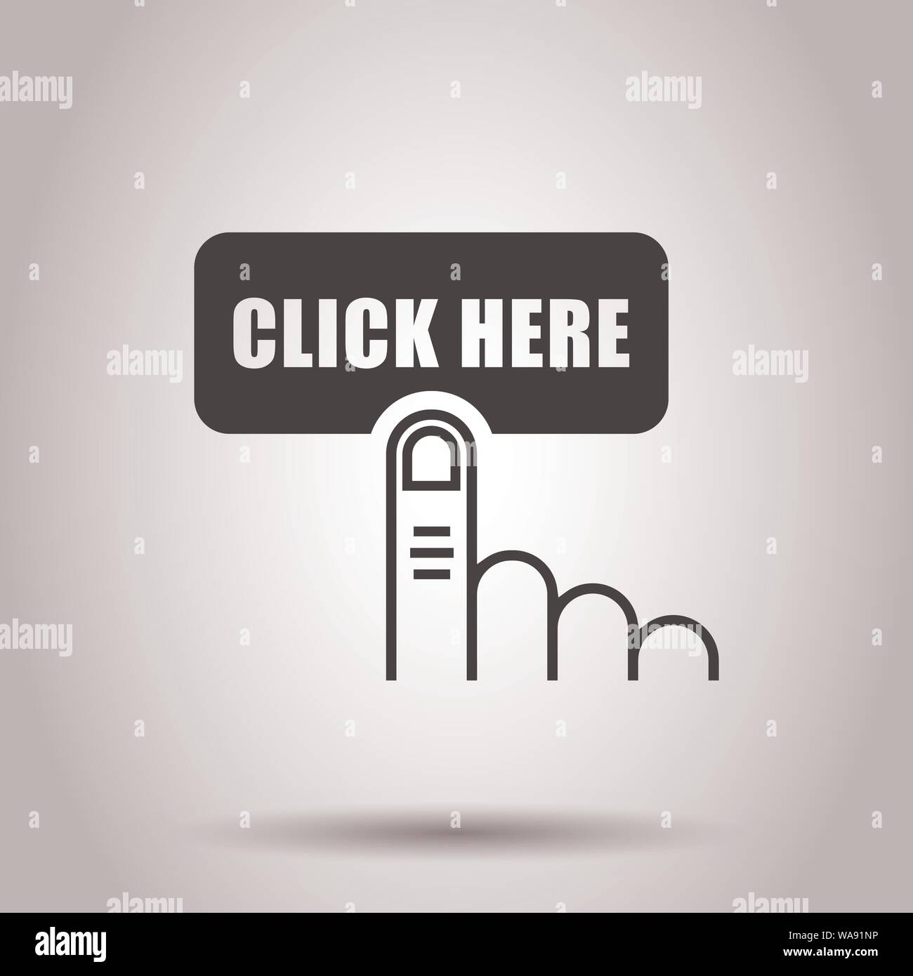 Click here icon in flat style. Finger cursor vector illustration on ...