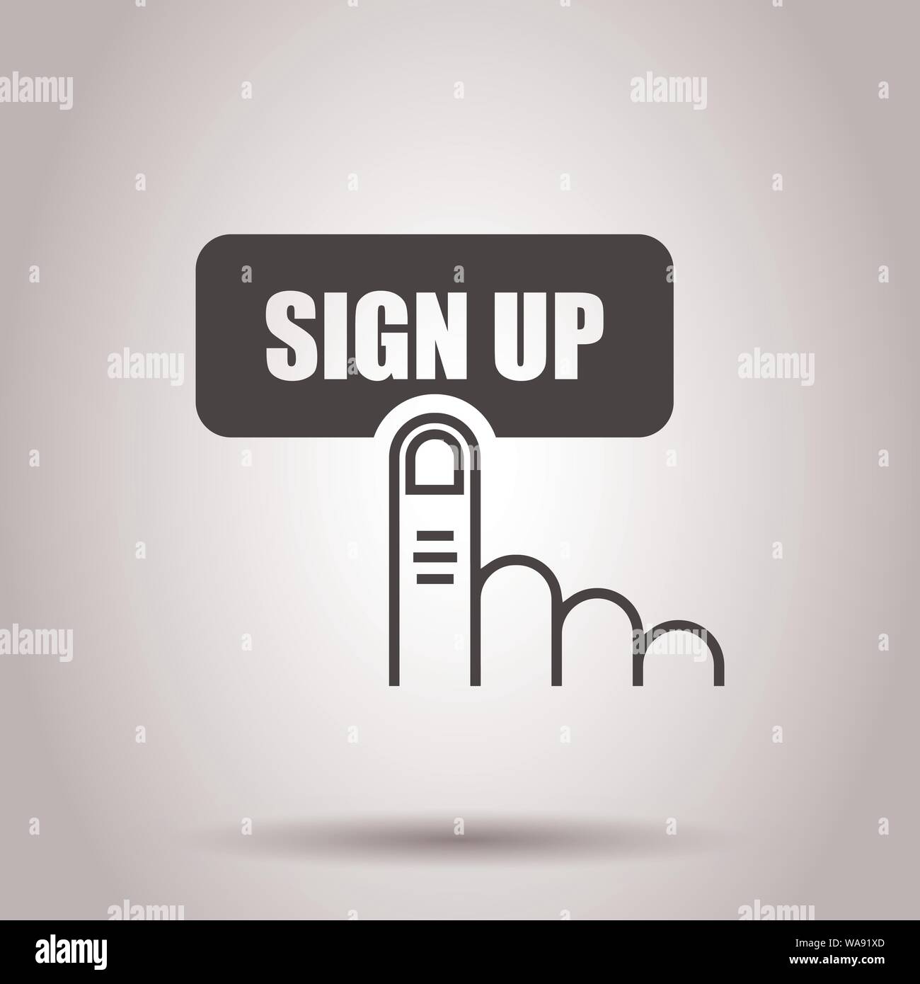Sign up icon in flat style. Finger cursor vector illustration on ...