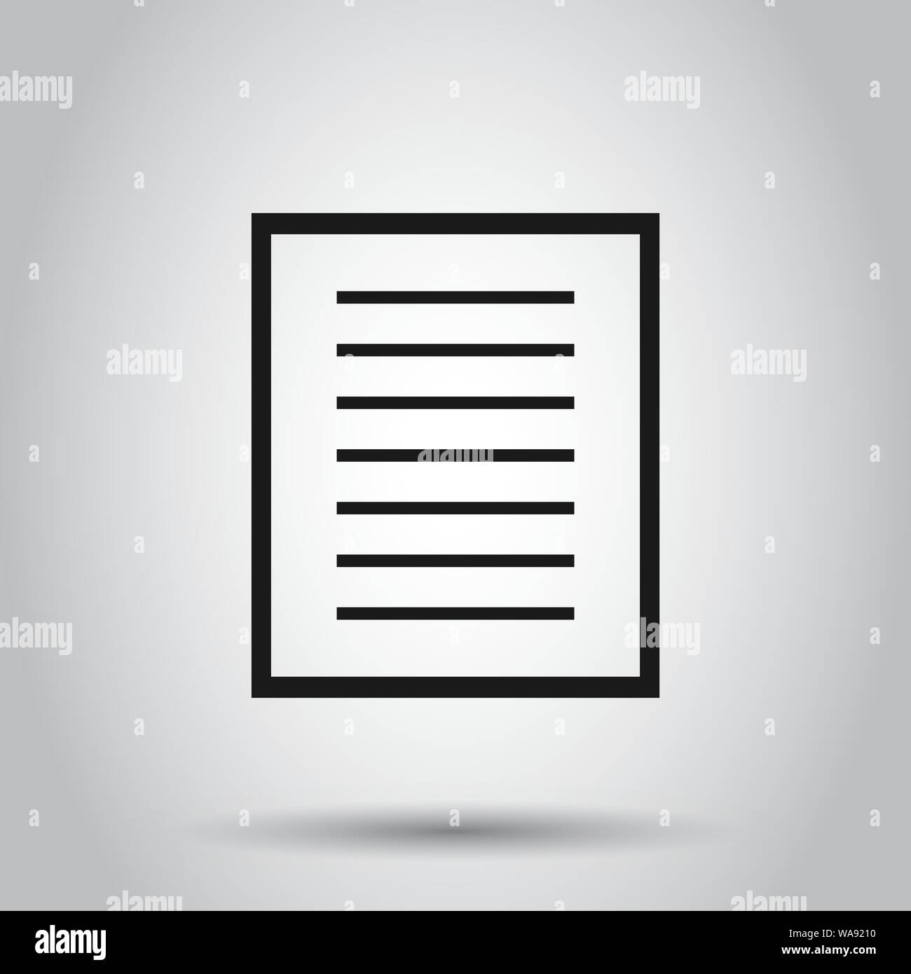 Document note icon in flat style. Paper sheet vector illustration on ...