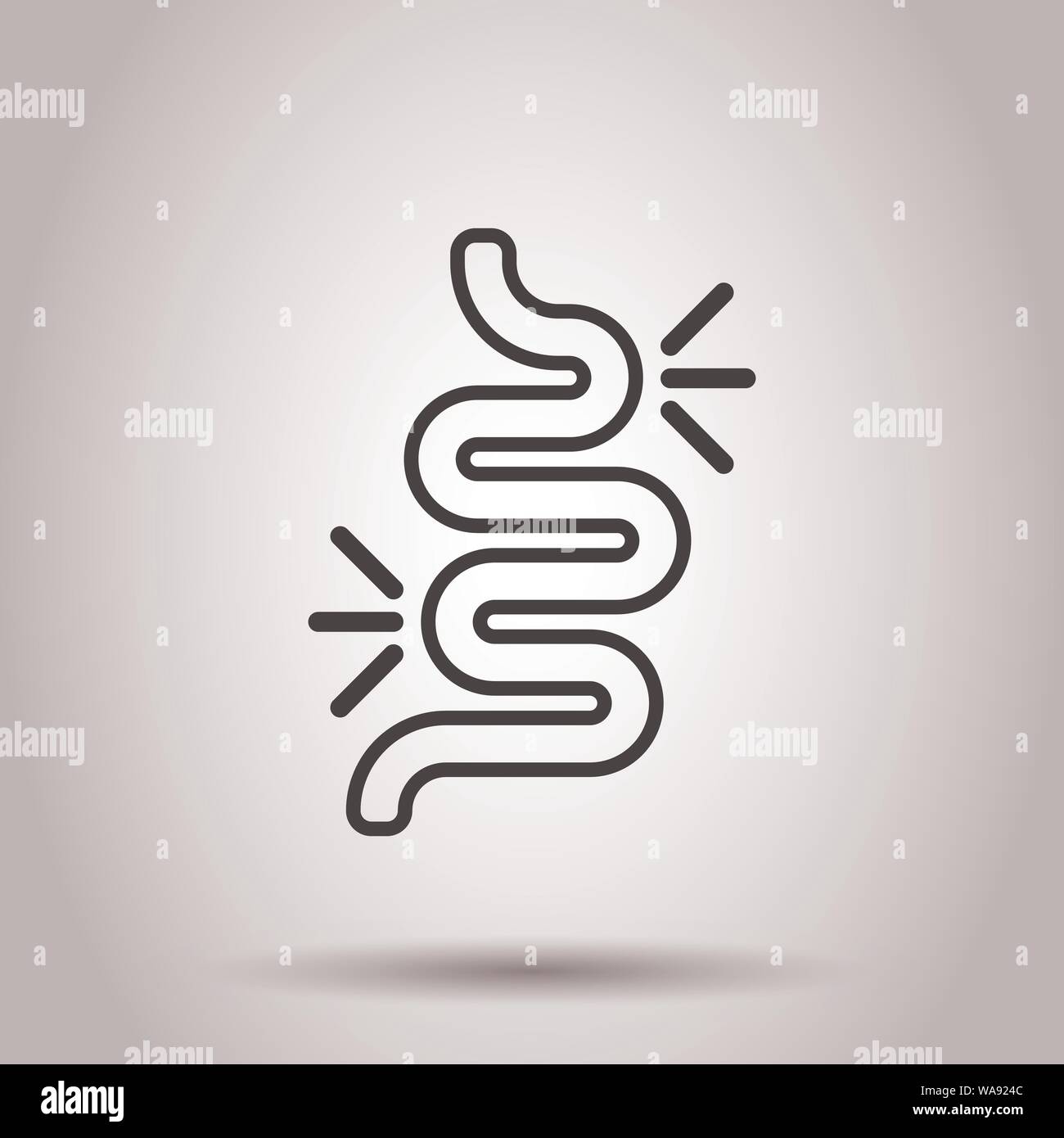 Gut constipation icon in flat style. Colitis vector illustration on ...