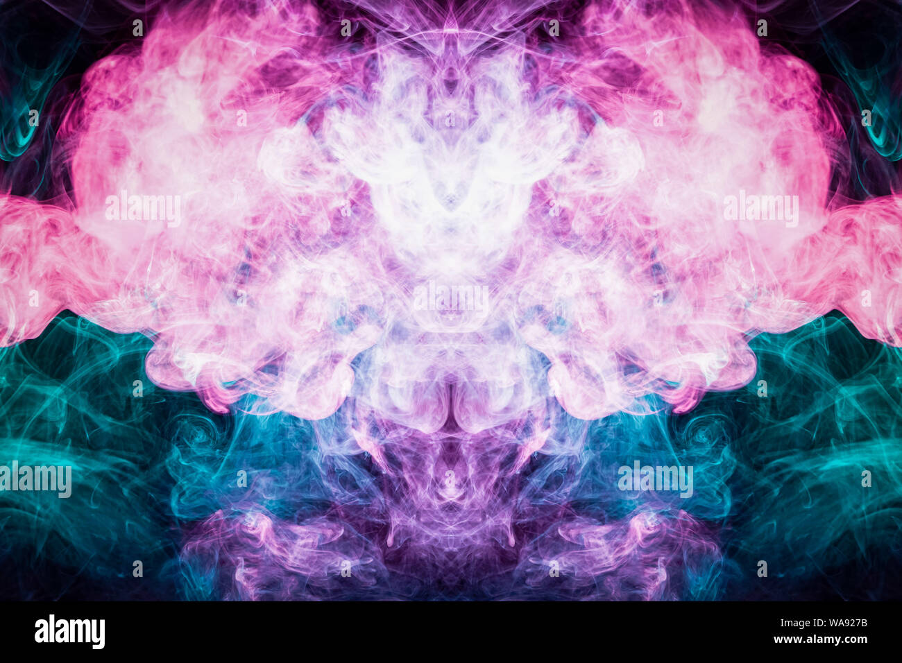 Pattern, Neon pink, blue and purple smoke in the on a dark isolated ...