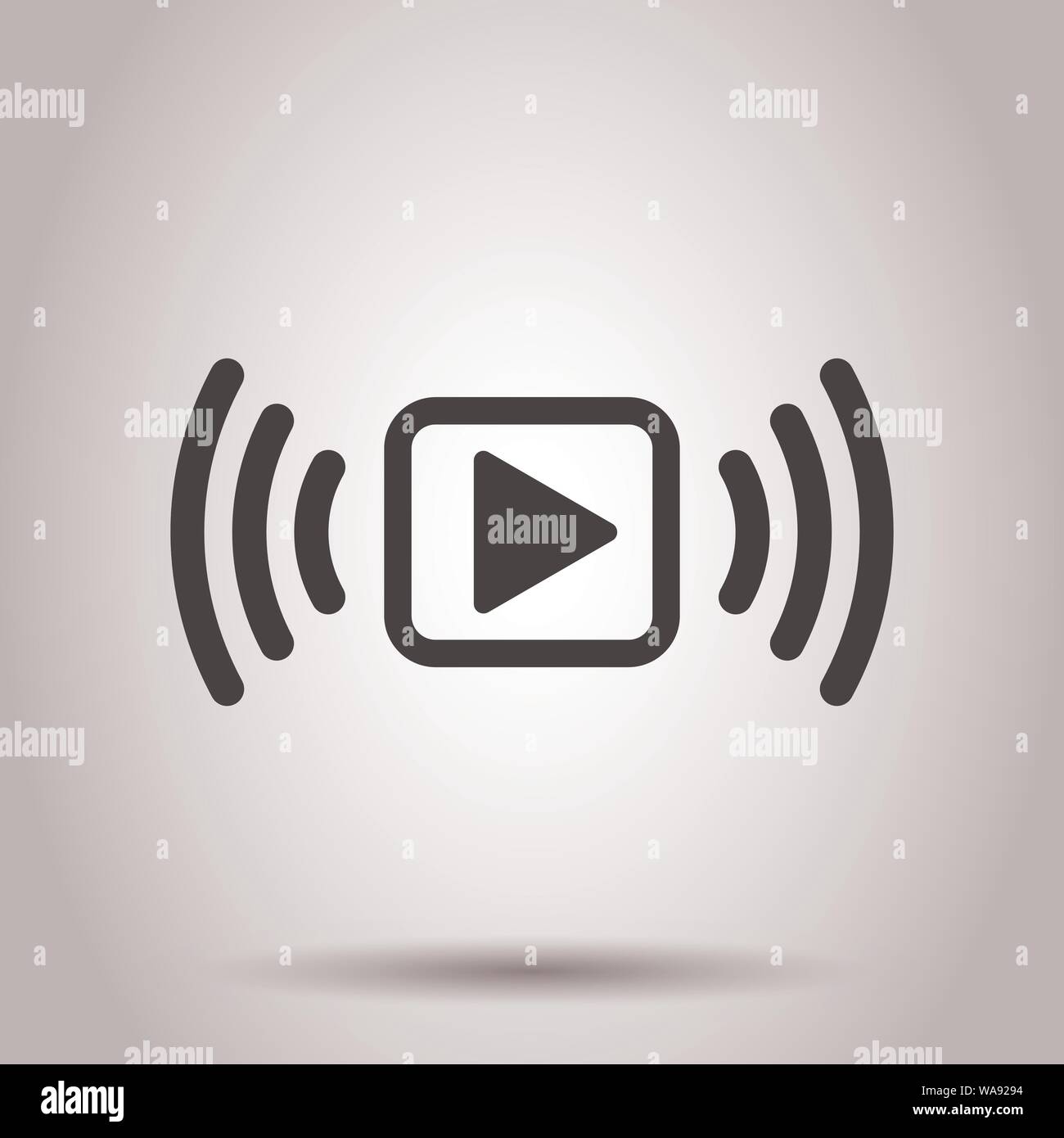Play button icon in flat style. Streaming tv vector illustration on ...