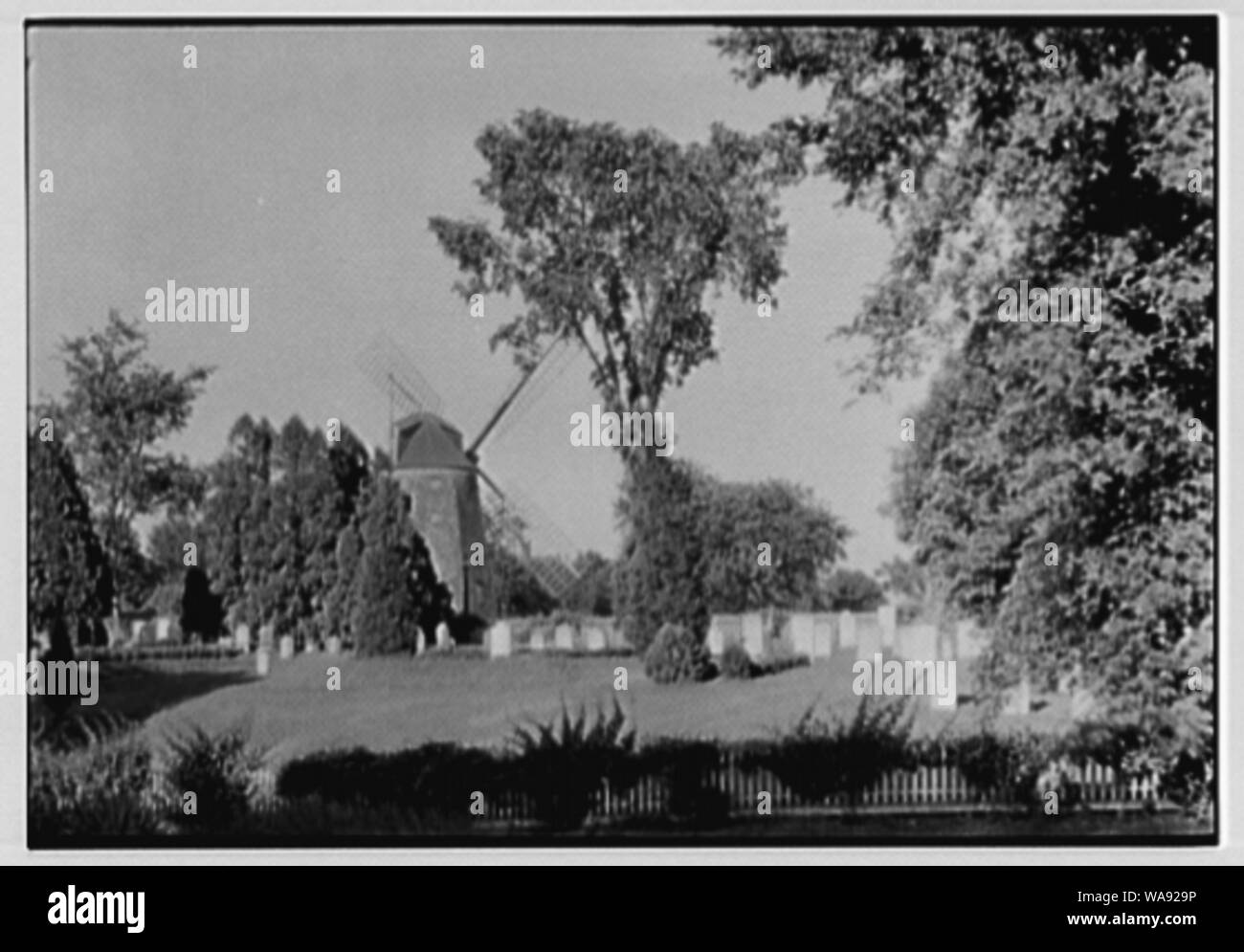 Cemetery and Gardners Windmill, East Hampton, Long Island Stock Photo ...