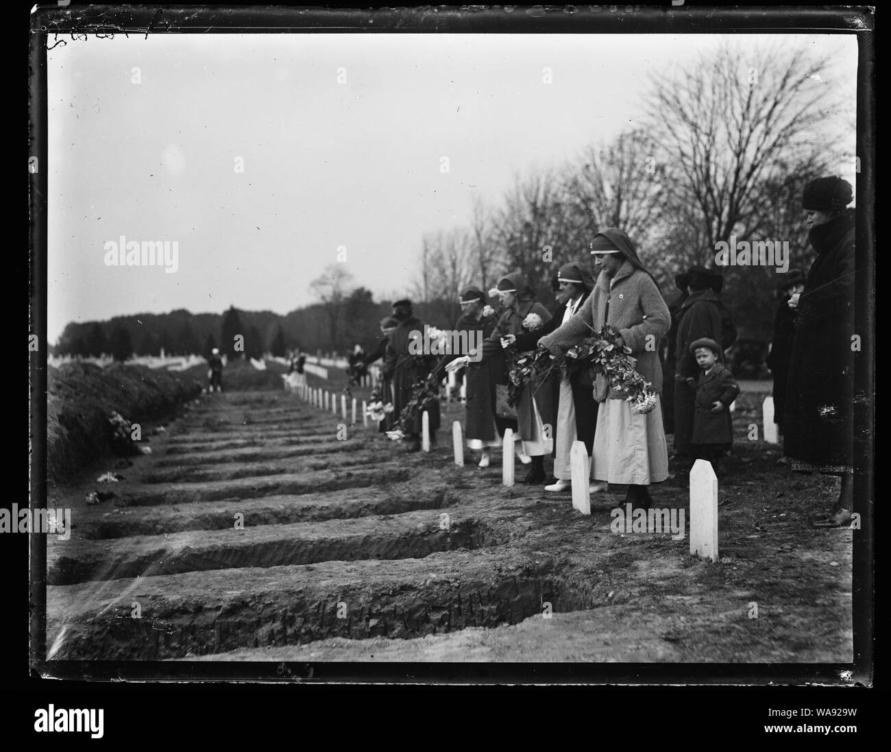 Cemetery setting Black and White Stock Photos & Images - Alamy