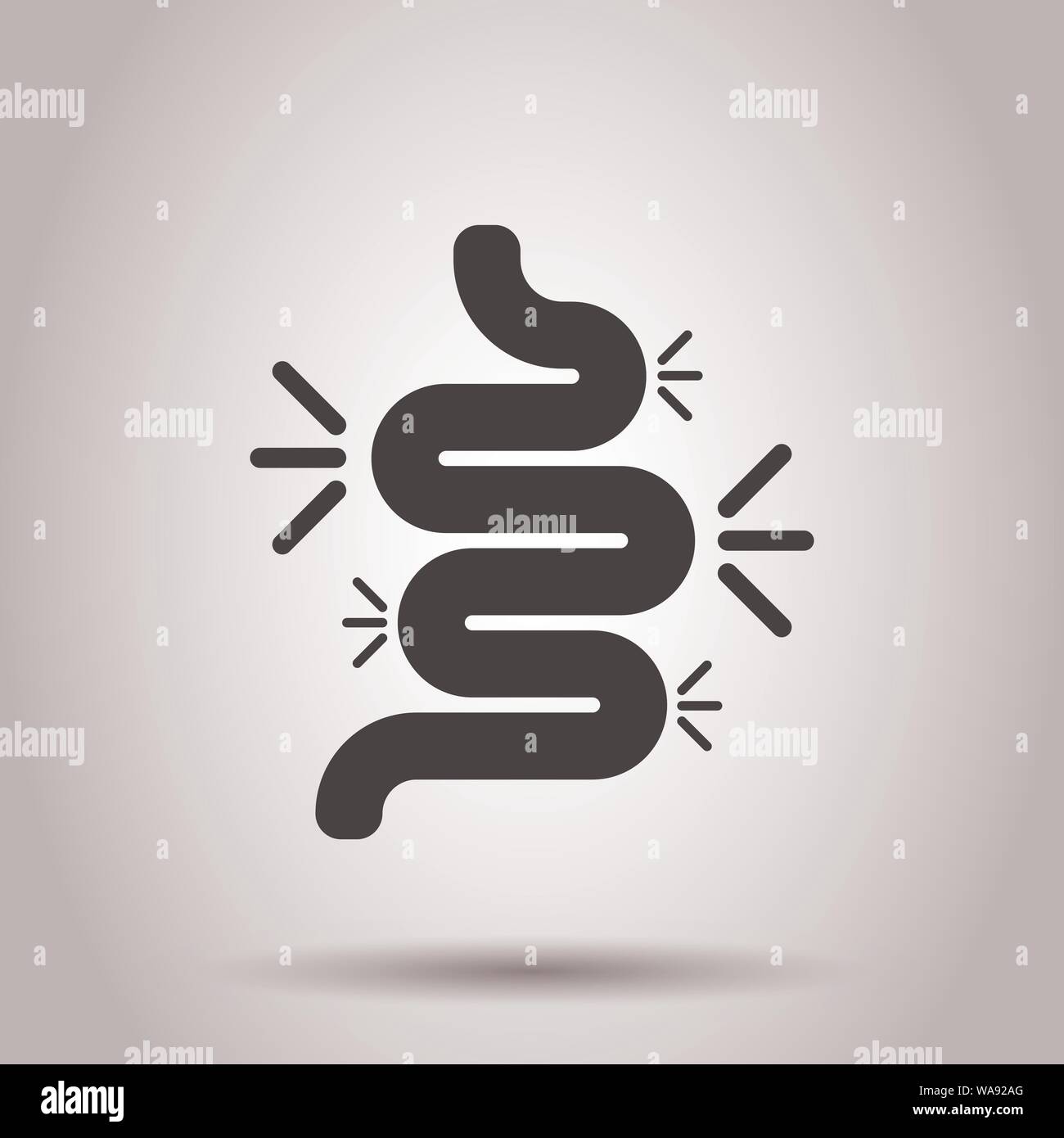 Gut constipation icon in flat style. Colitis vector illustration on ...