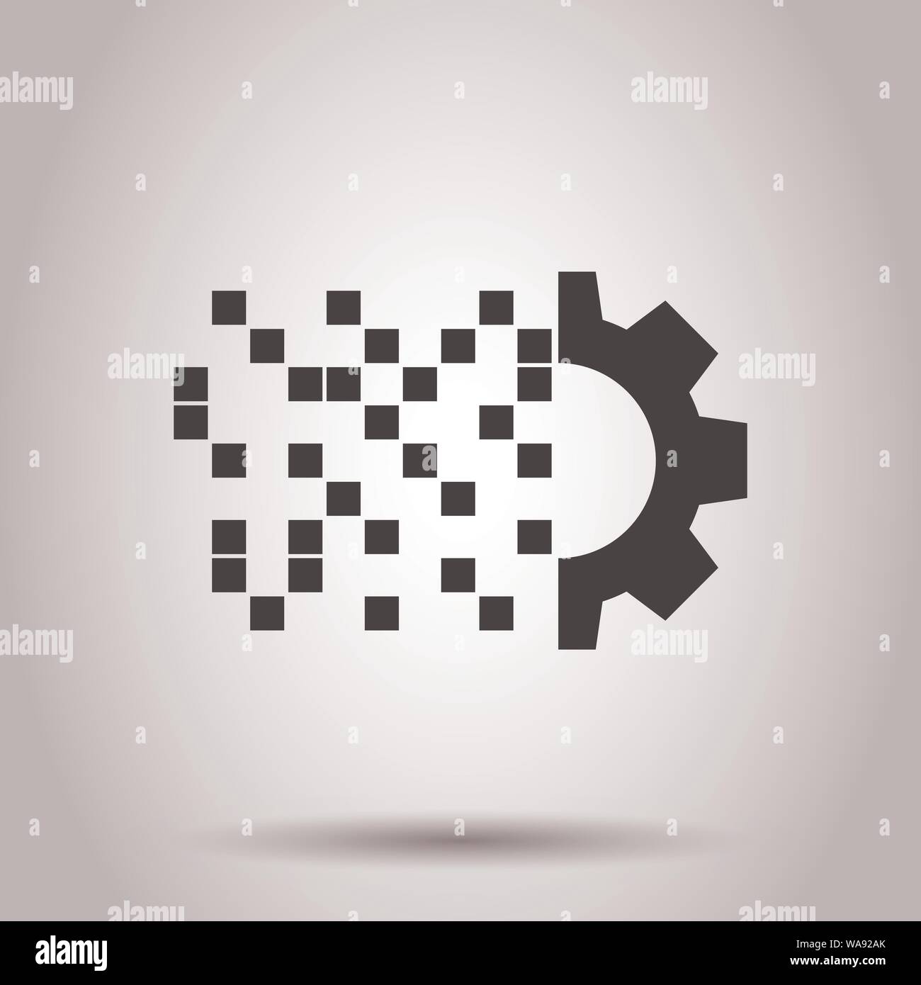 Digital gear icon in flat style. Cog vector illustration on isolated ...