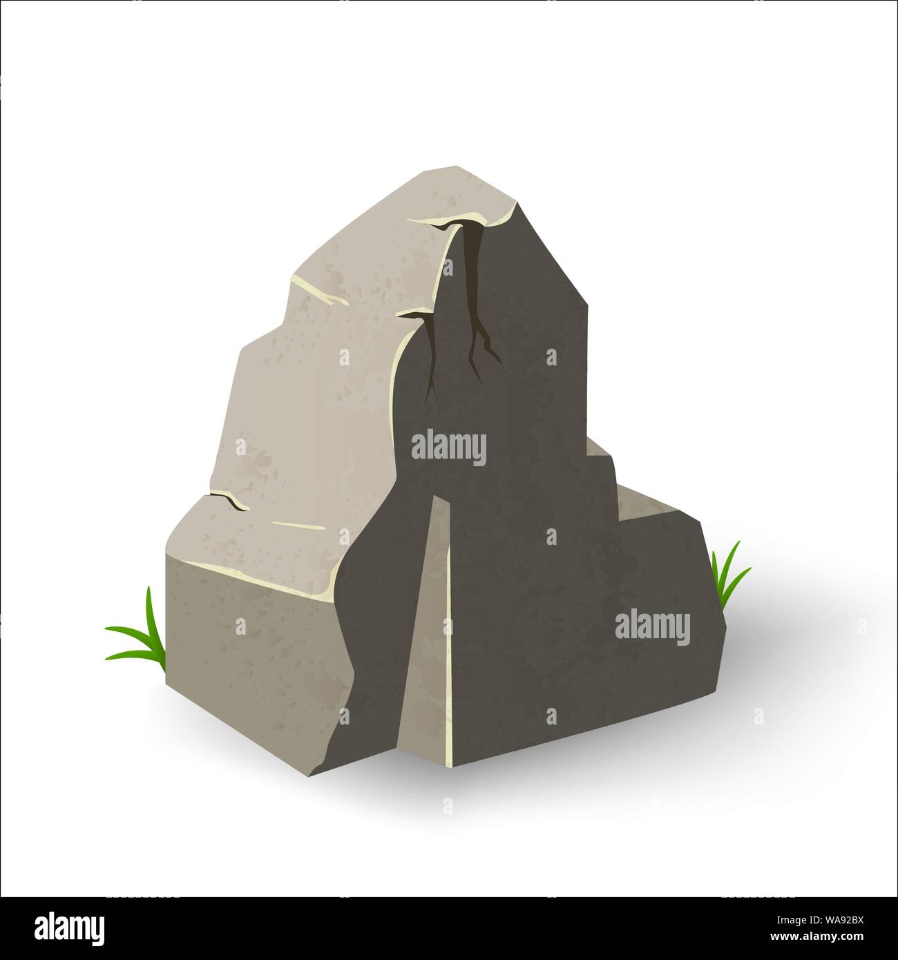 Stone in style cartoon. Different boulders. Element gray granite ...