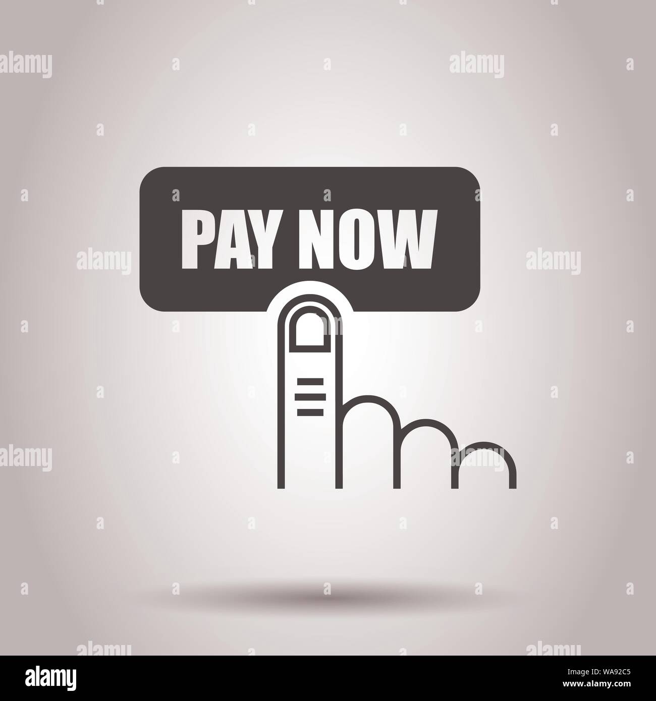Pay now icon in flat style. Finger cursor vector illustration on ...