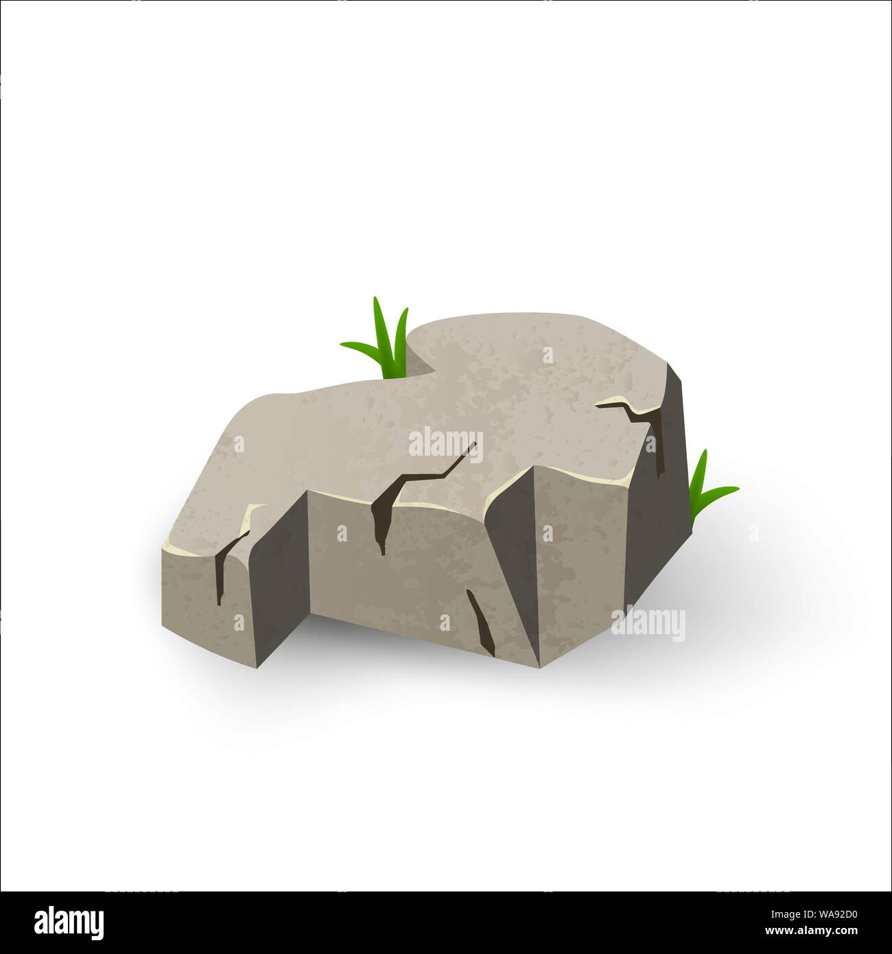 Stone in style cartoon. Different boulders. Element gray granite ...