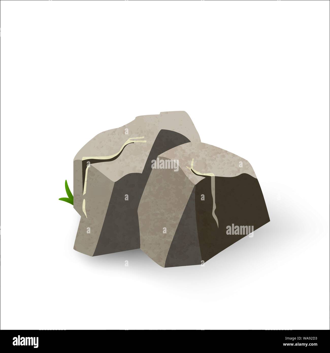 Stone in style cartoon. Different boulders. Element gray granite ...