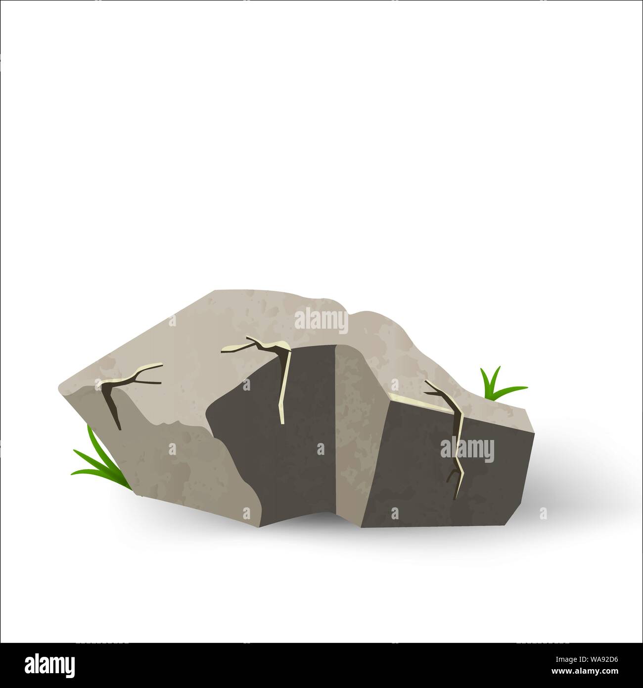 Stone in style cartoon. Different boulders. Element gray granite ...