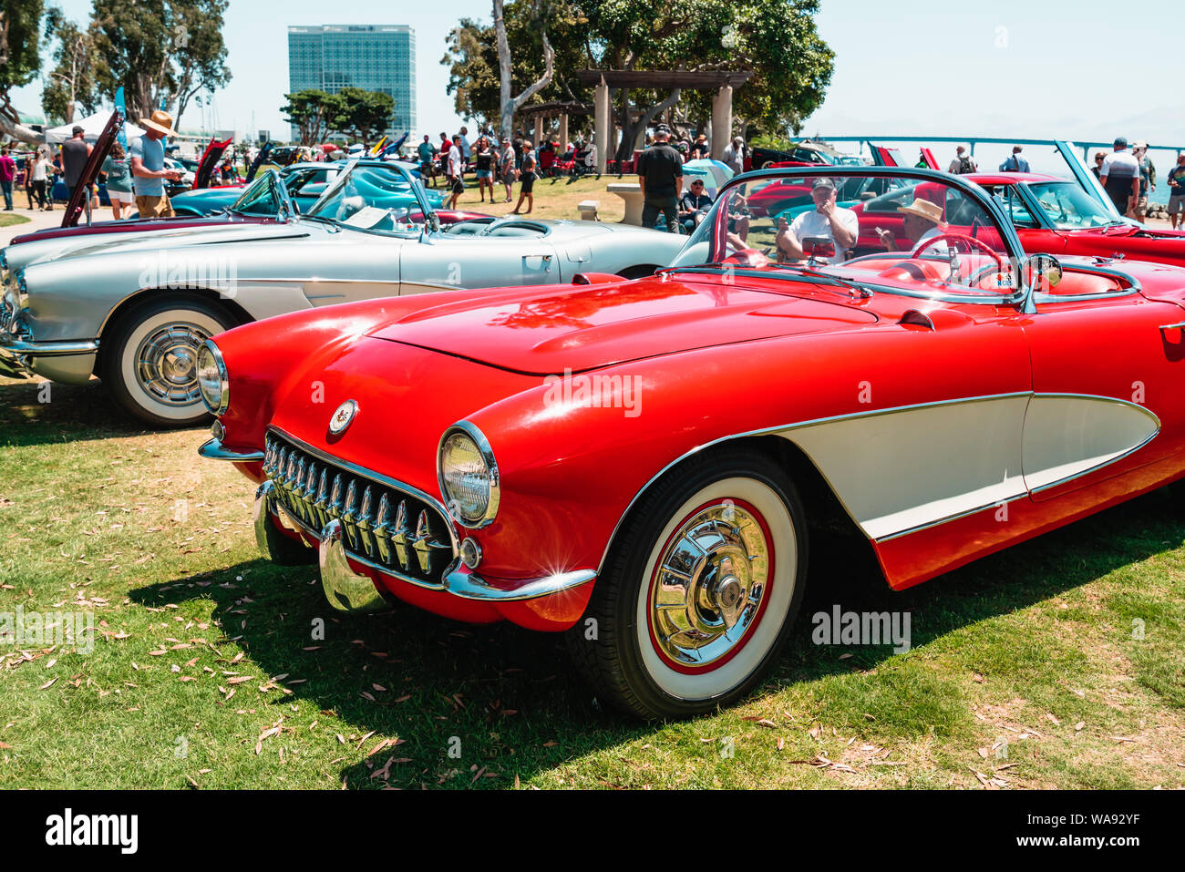 San Diego/USA - August 11, 2019 Vintage Red Chevrolet Corvette. Main ...