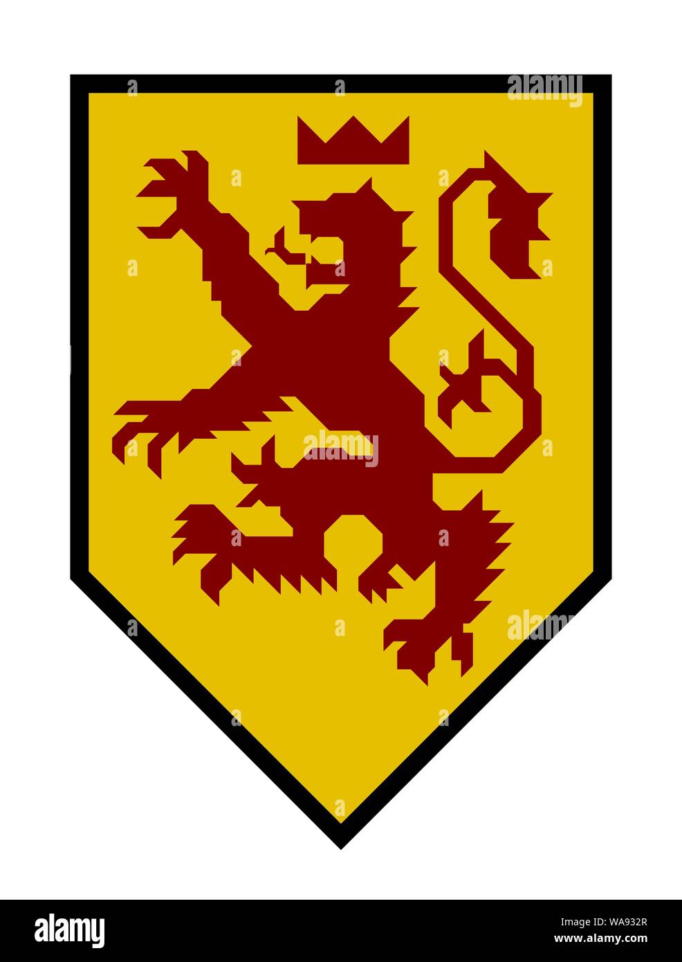 Vector illustration. Modern heraldry lion with emblem and straight ...