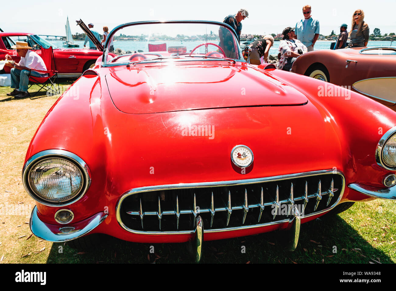 San Diego/USA - August 11, 2019 Vintage Red Chevrolet Corvette. Main ...