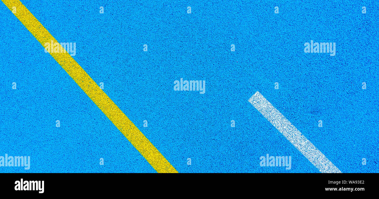 Colorful sports court banner background. Top view blue field rubber ...