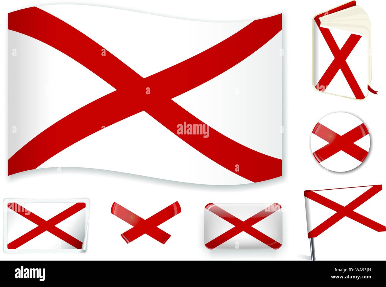 Saint Patrick flag. Vector illustration. 3 layers. Shadows, flat flag ...