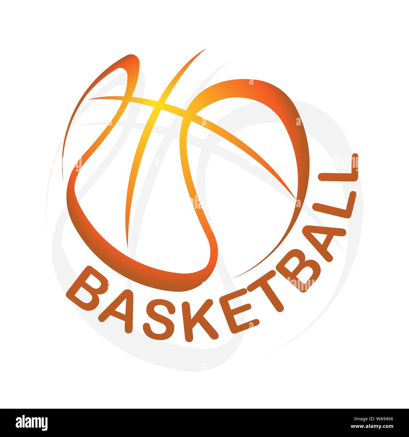 Orange abstract basketball symbol with text isolated on white ...