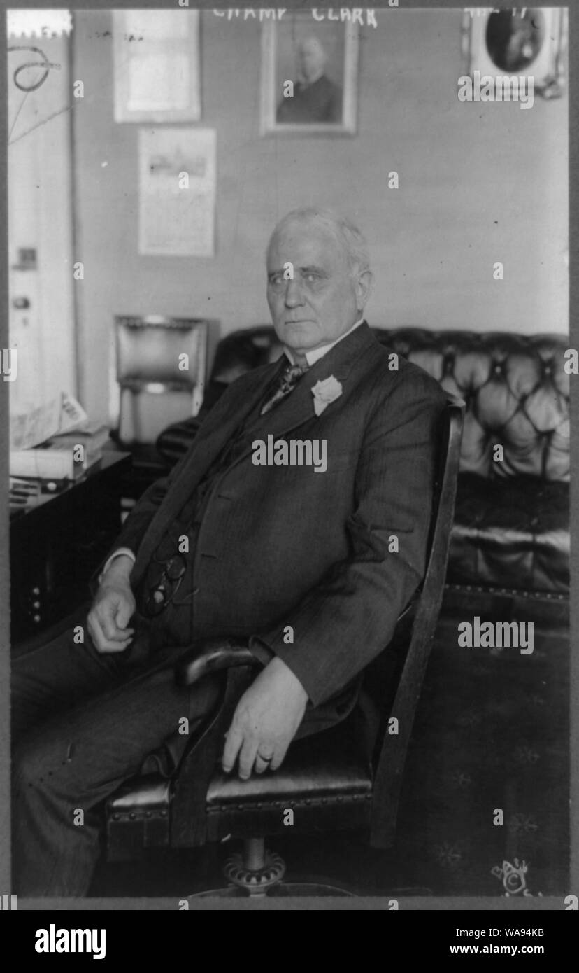 Champ Clark, three-quarter length portrait, seated, facing slightly ...