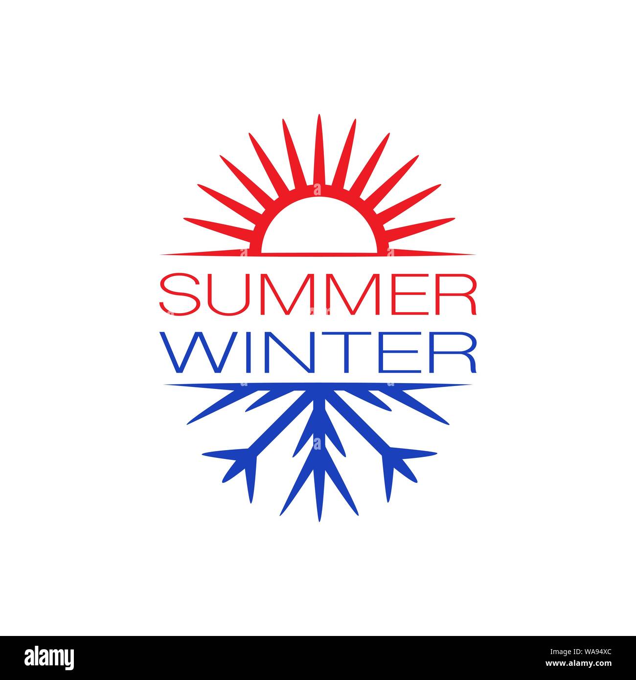 Hot and cold summer and winter symbols isolated on white background ...