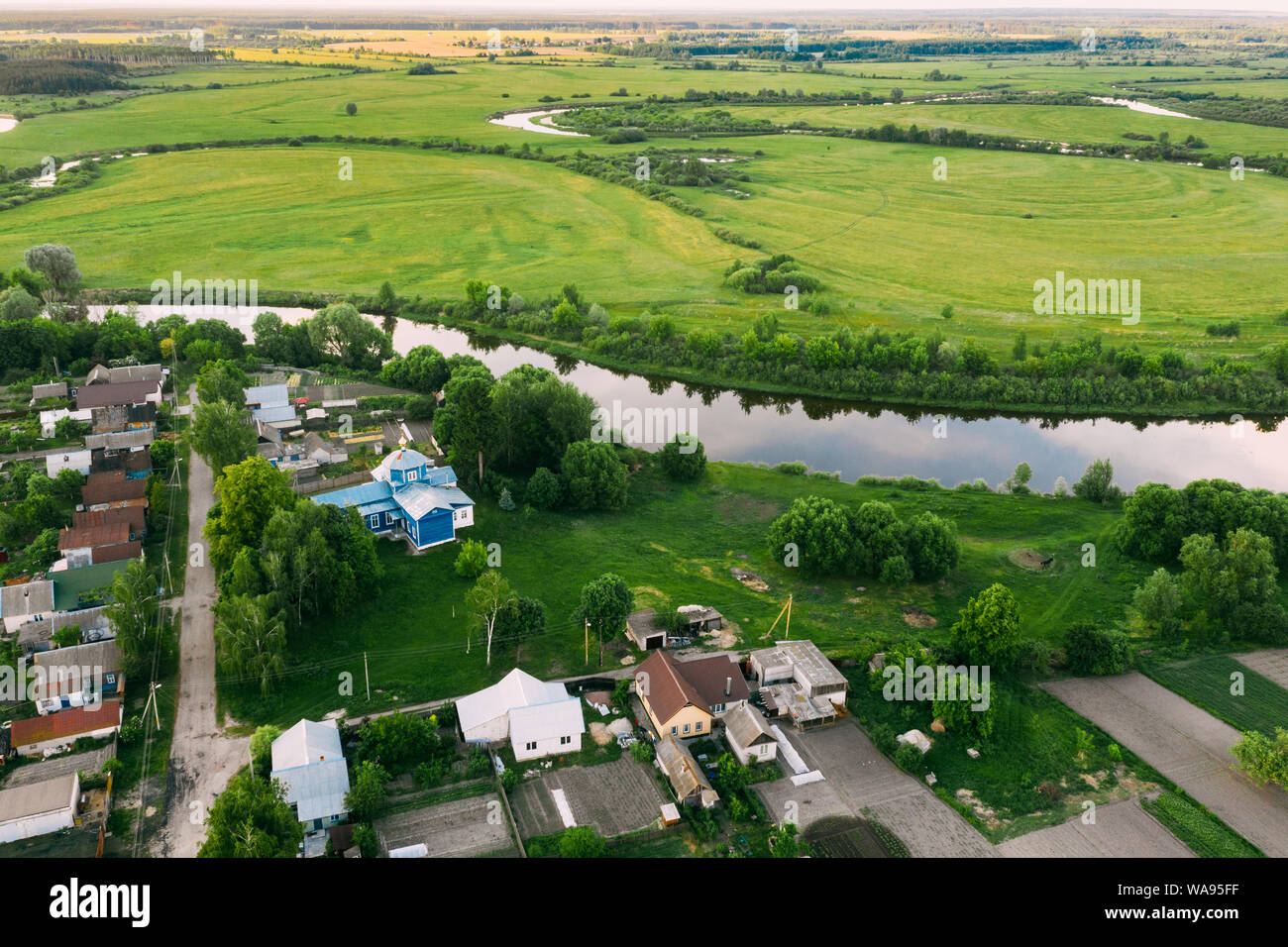 Golovintsy, Gomel Region, Belarus. Aerial View OF Village With Old ...