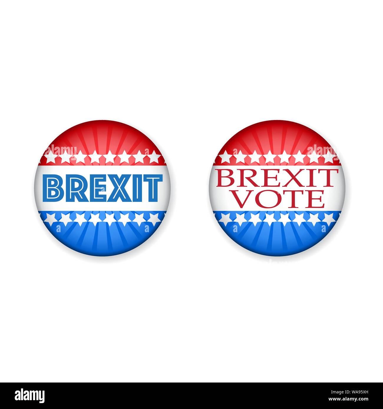 Big red and blue rexit circle vote elements isolated on white ...