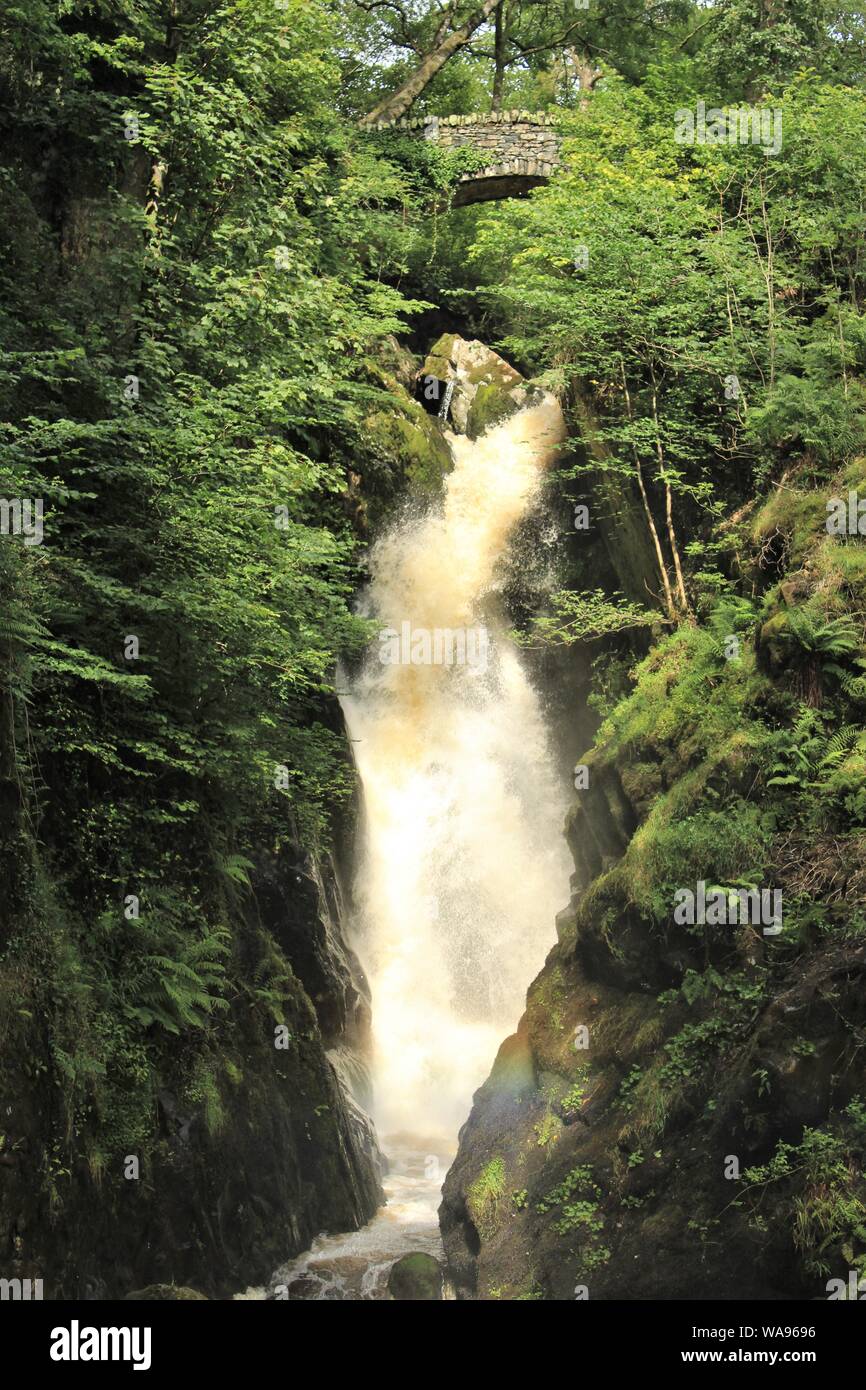 Aira Force Waterfall, Watermillock, near Ullswater in the English Lake ...