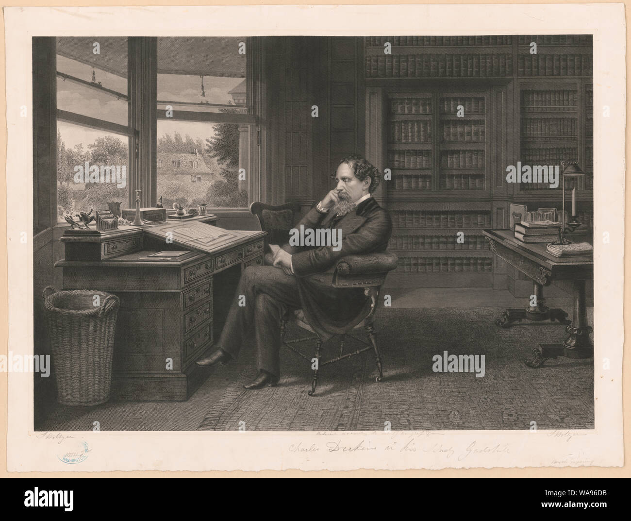 Charles Dickens in his study at Gadshill / S. Hollyer Stock Photo - Alamy