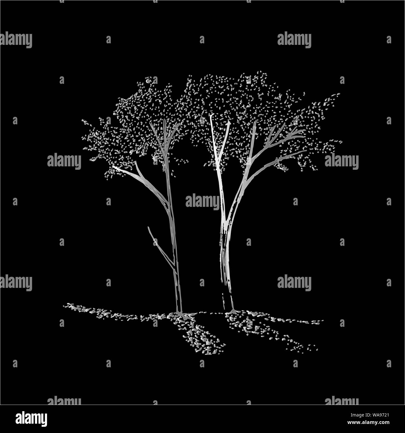 Color illustration of tree branches. The play of light and shadow Stock ...