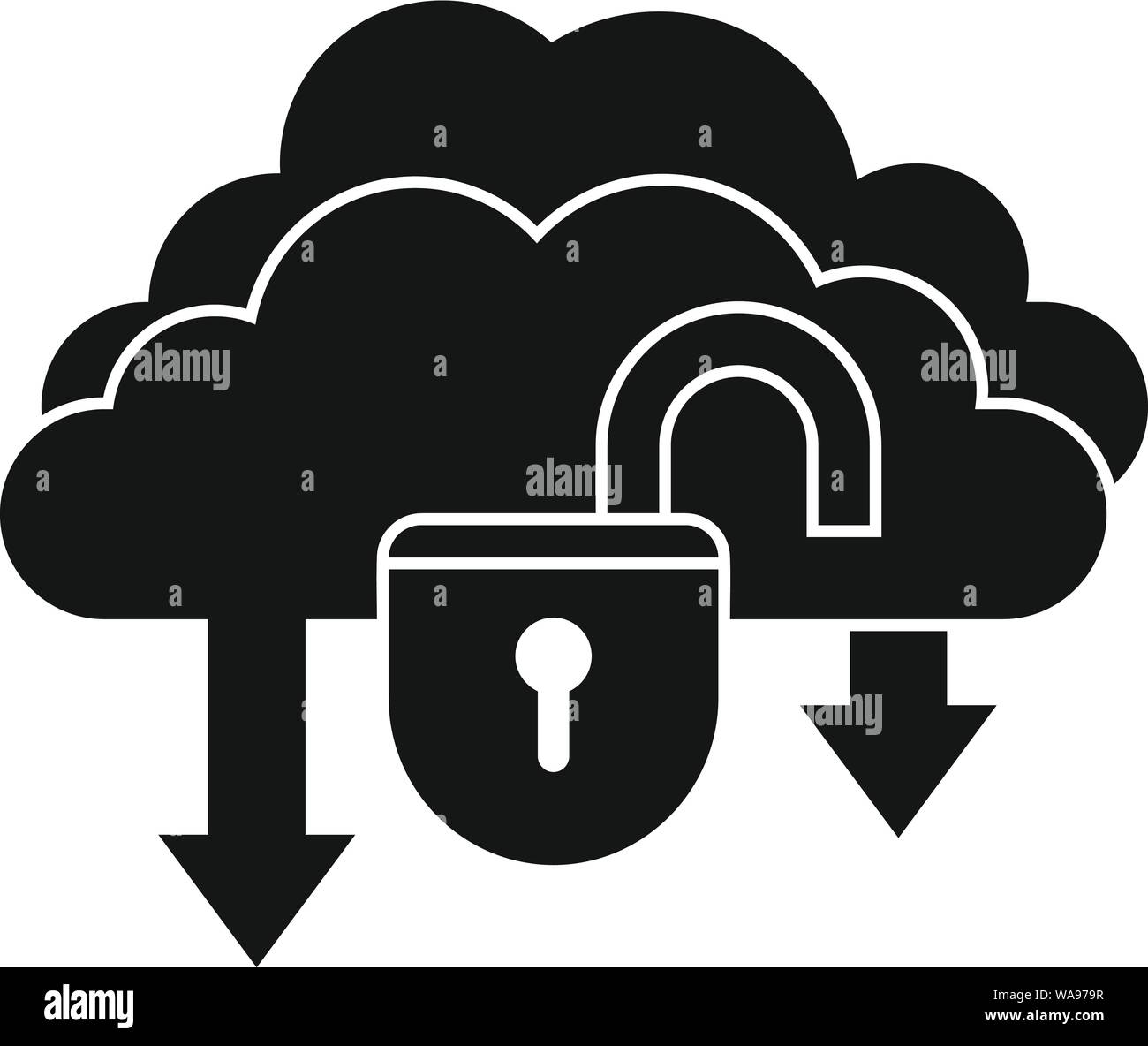Unlock data cloud icon. Simple illustration of unlock data cloud vector ...