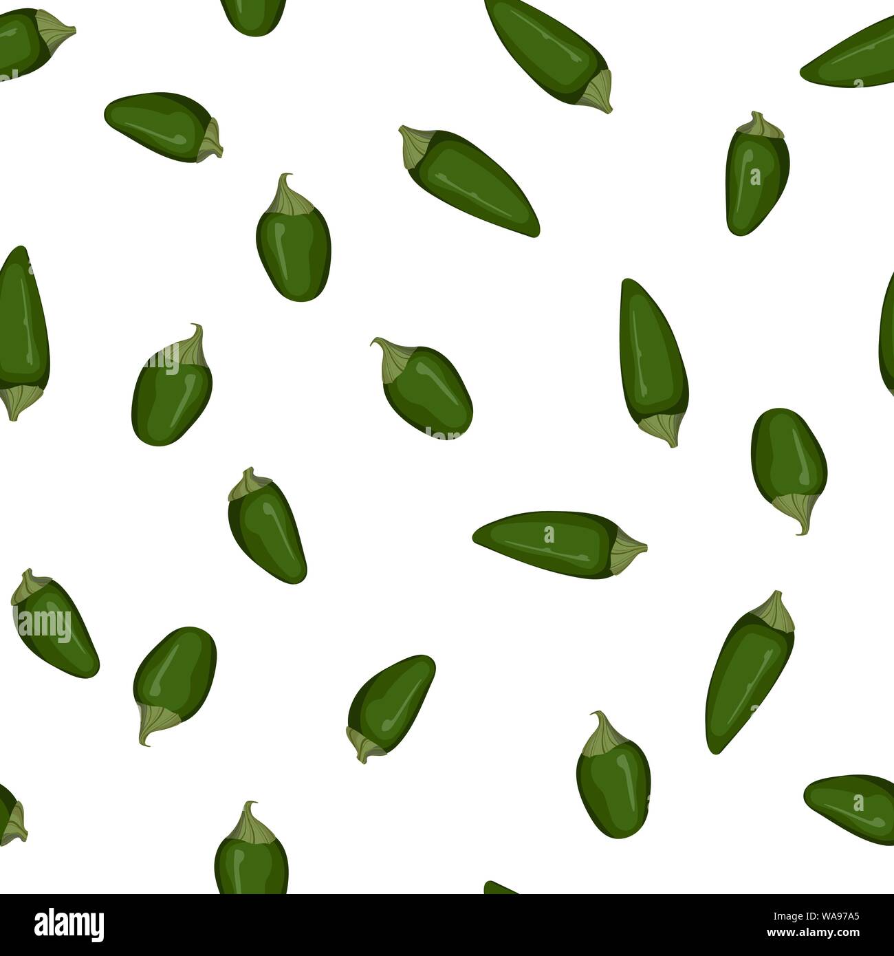 Green jalapeno pepper. Vector illustration. Spicy vegetable. Seamless ...