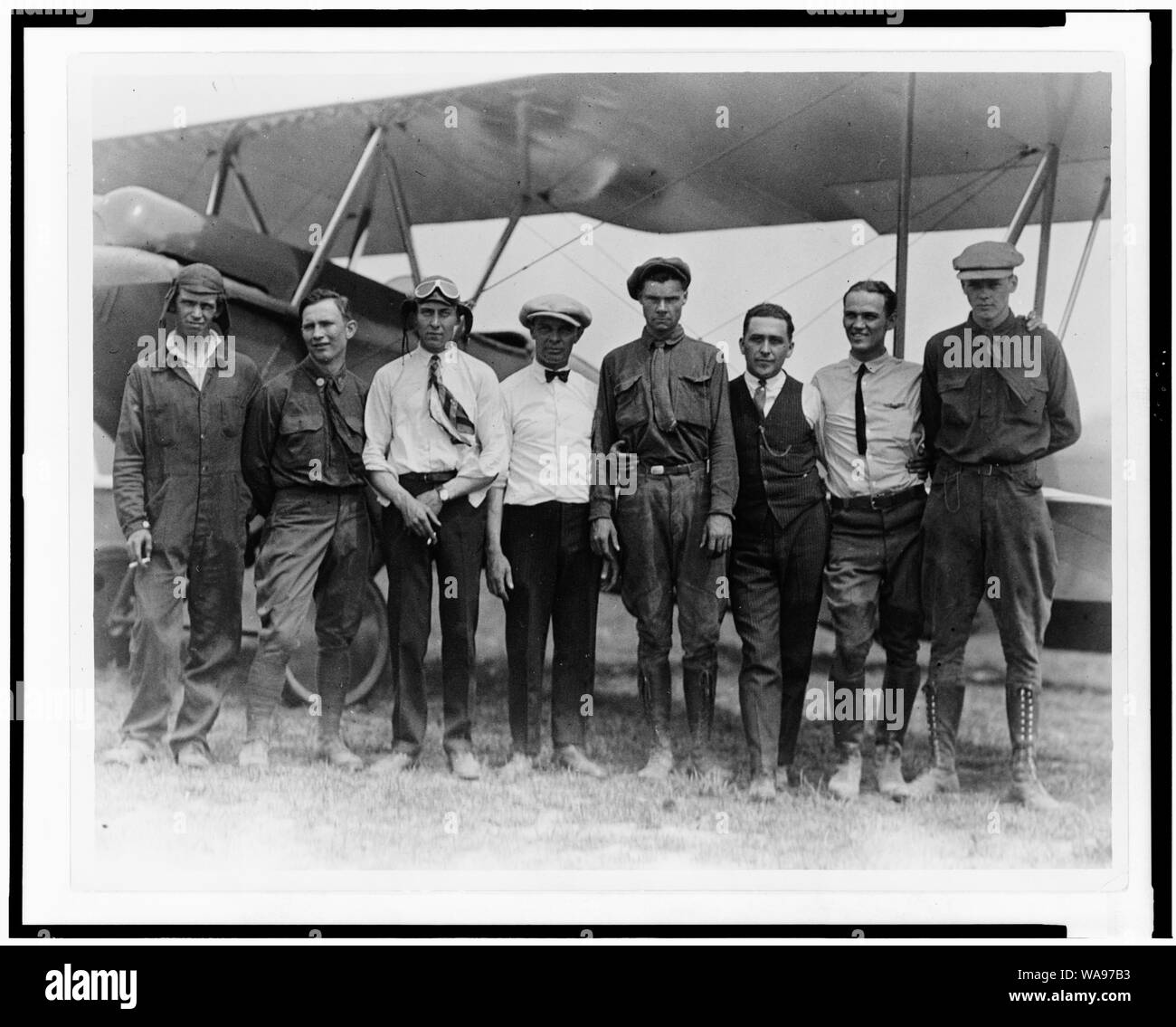 Charles Lindbergh with seven other men, including Bud Gurney(), in ...