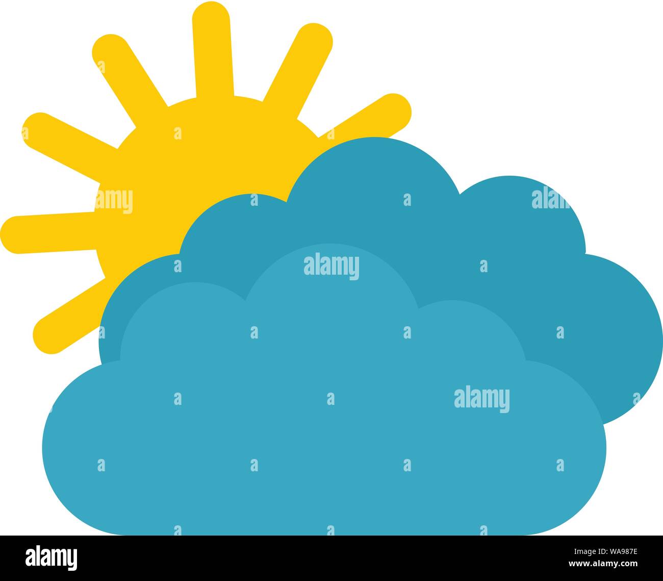 Sun clouds icon. Flat illustration of sun clouds vector icon for web ...