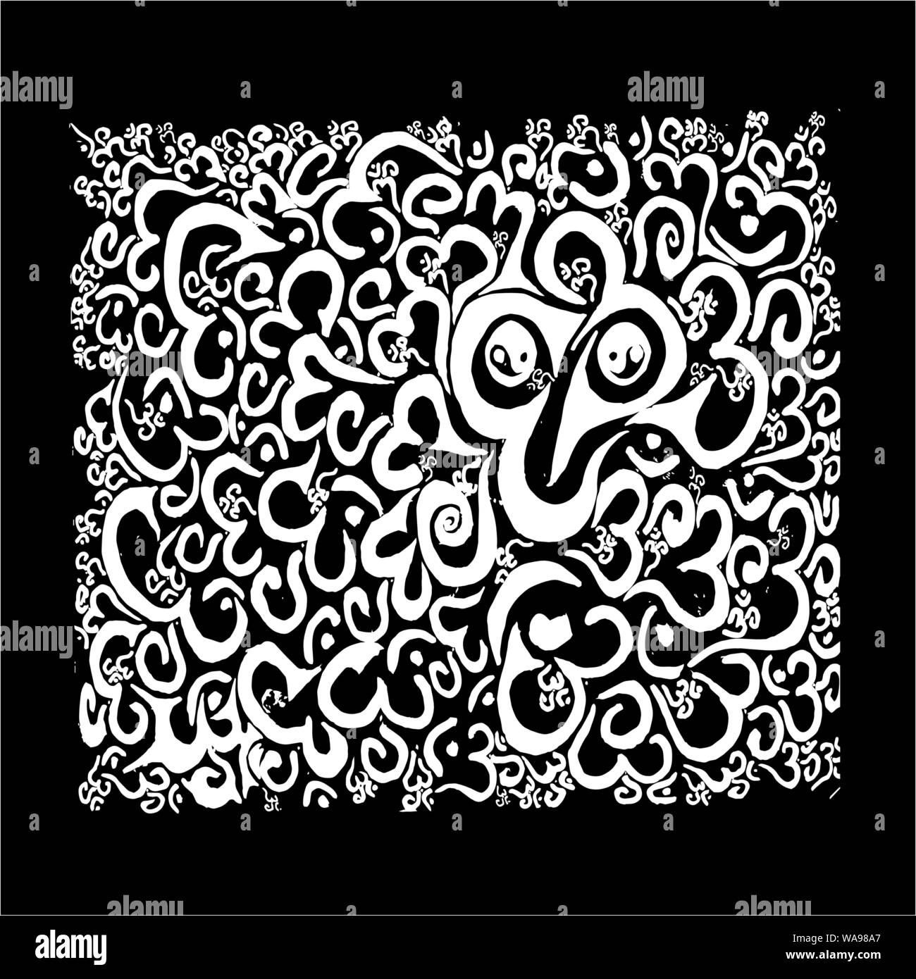 Black and white illustration of Ohm. Wallpaper, pattern, background ...