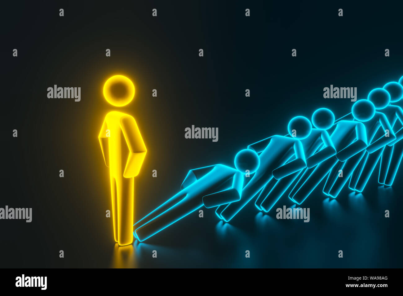Concept of domino effect in business. Fall of the crumbling business is ...