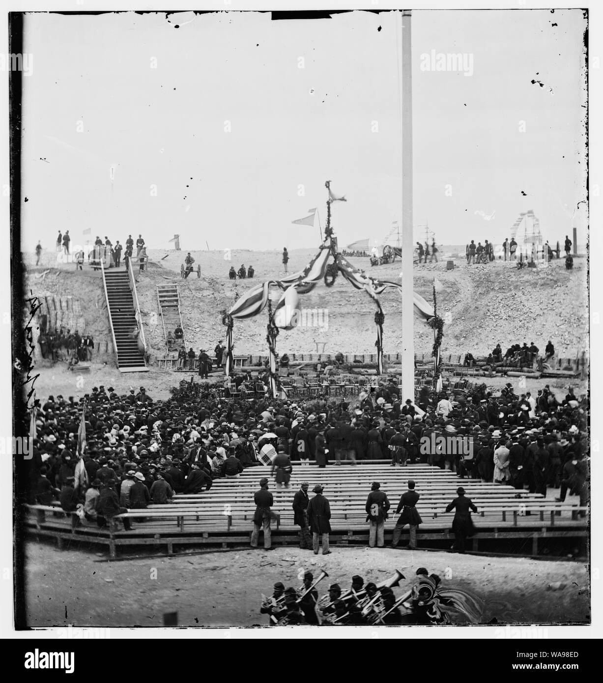 Charleston, S.C. Crowd inside Fort Sumter awaiting the flag-raising ...
