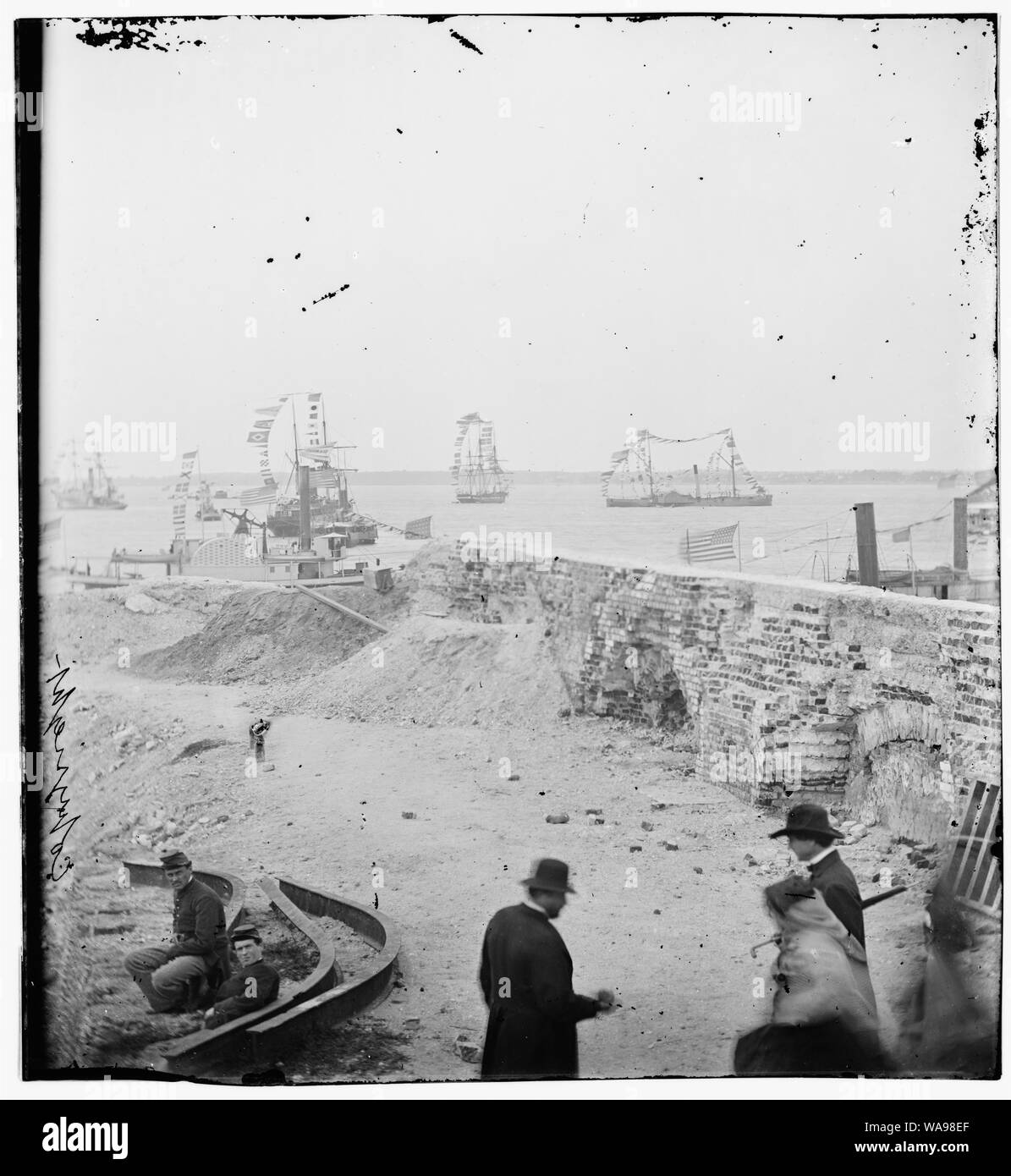 Charleston, S.C. Federal squadron dressed with flags for the ...