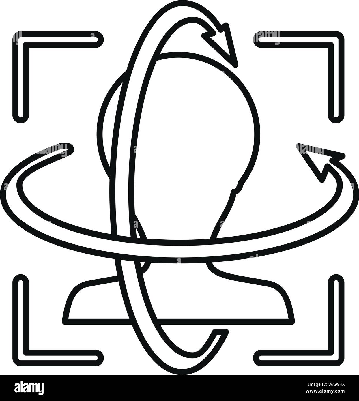 Whole face recognition icon. Outline whole face recognition vector icon ...