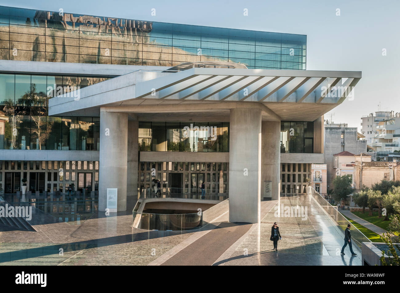 The Parthenon and Acropolis reflected in the windows of the new ...