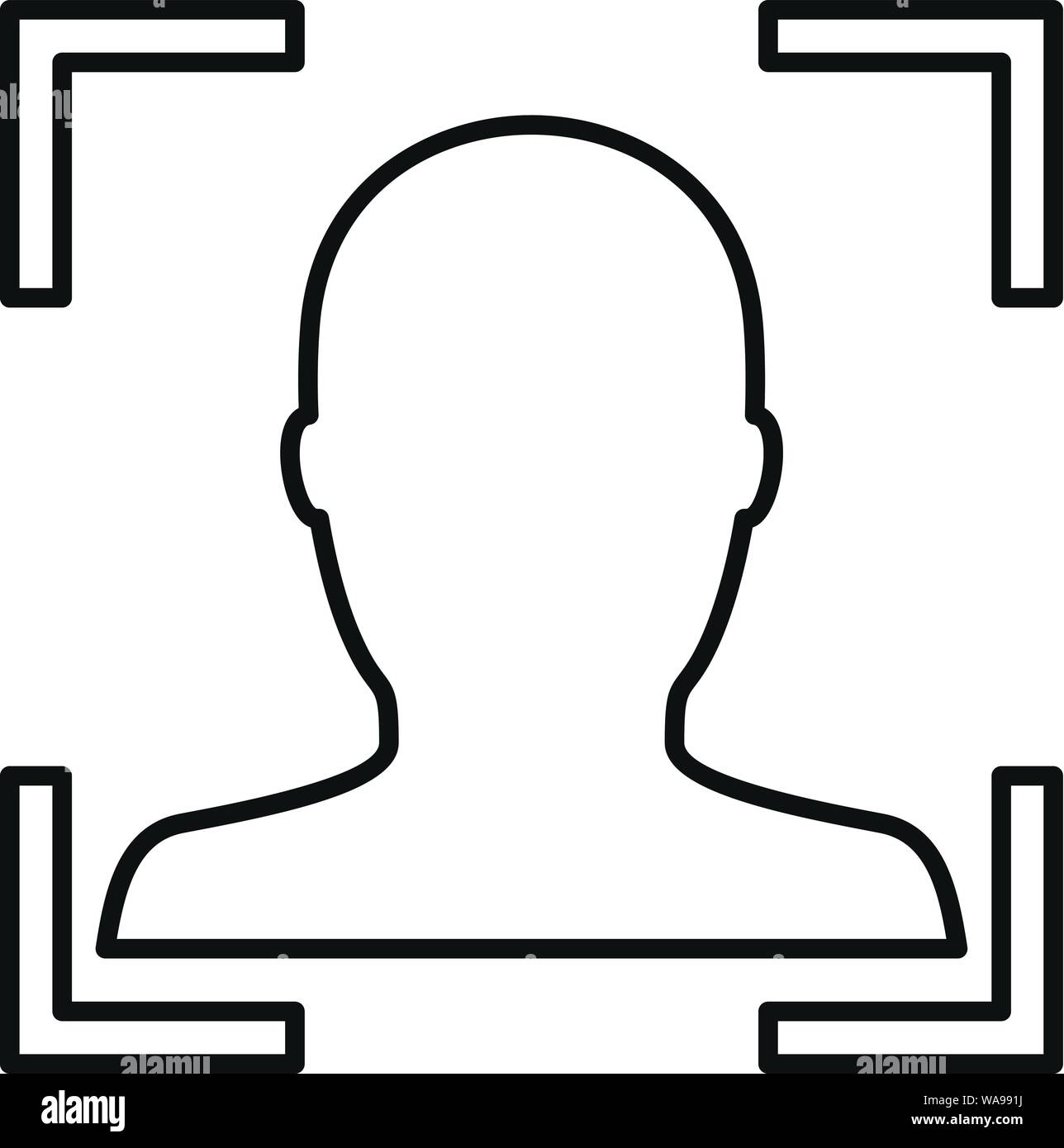 Electronic face recognition icon. Outline electronic face recognition ...