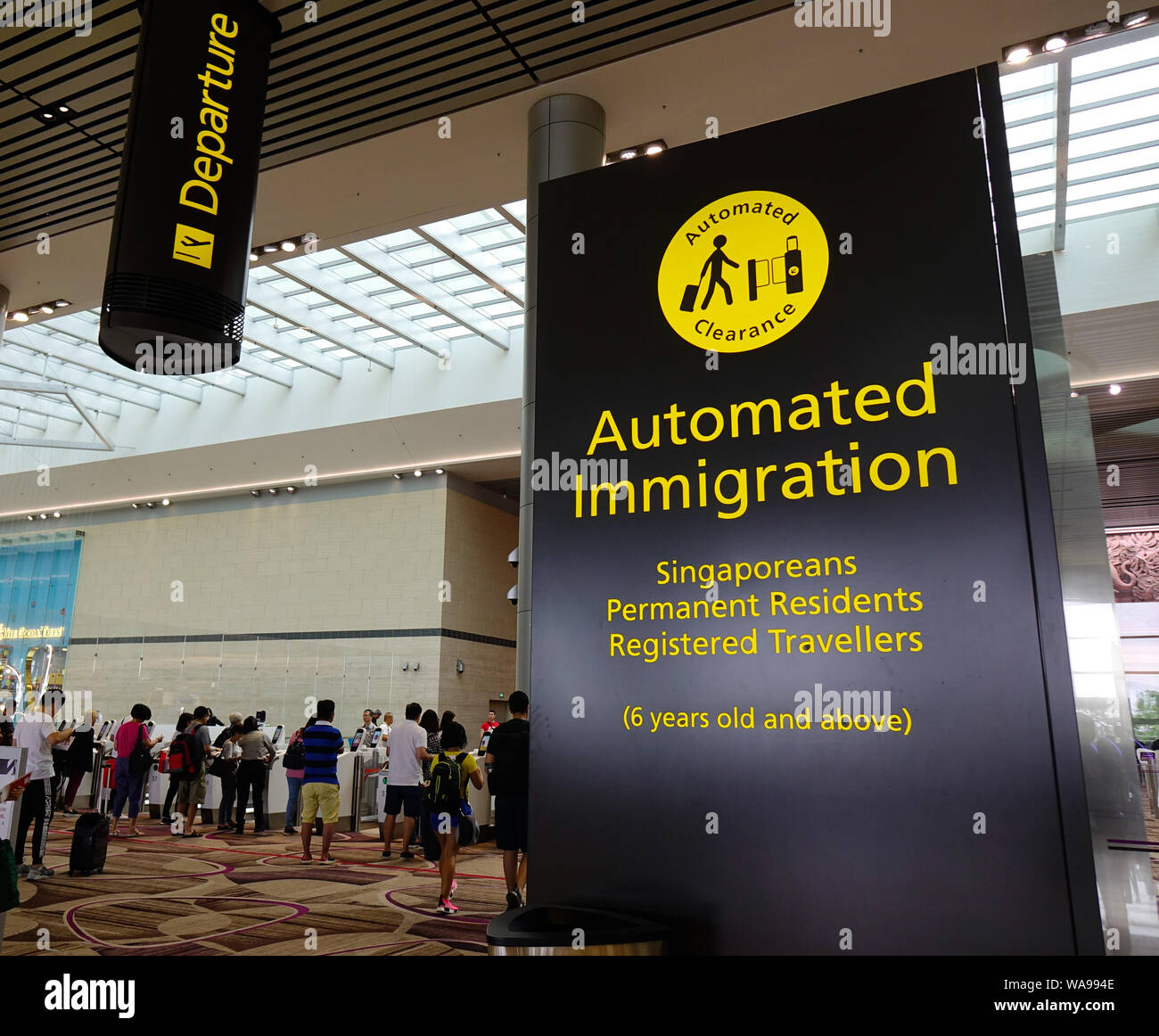 Singapore - Mar 28, 2019. Automated Immigration Kiosks at Terminal 4 of ...