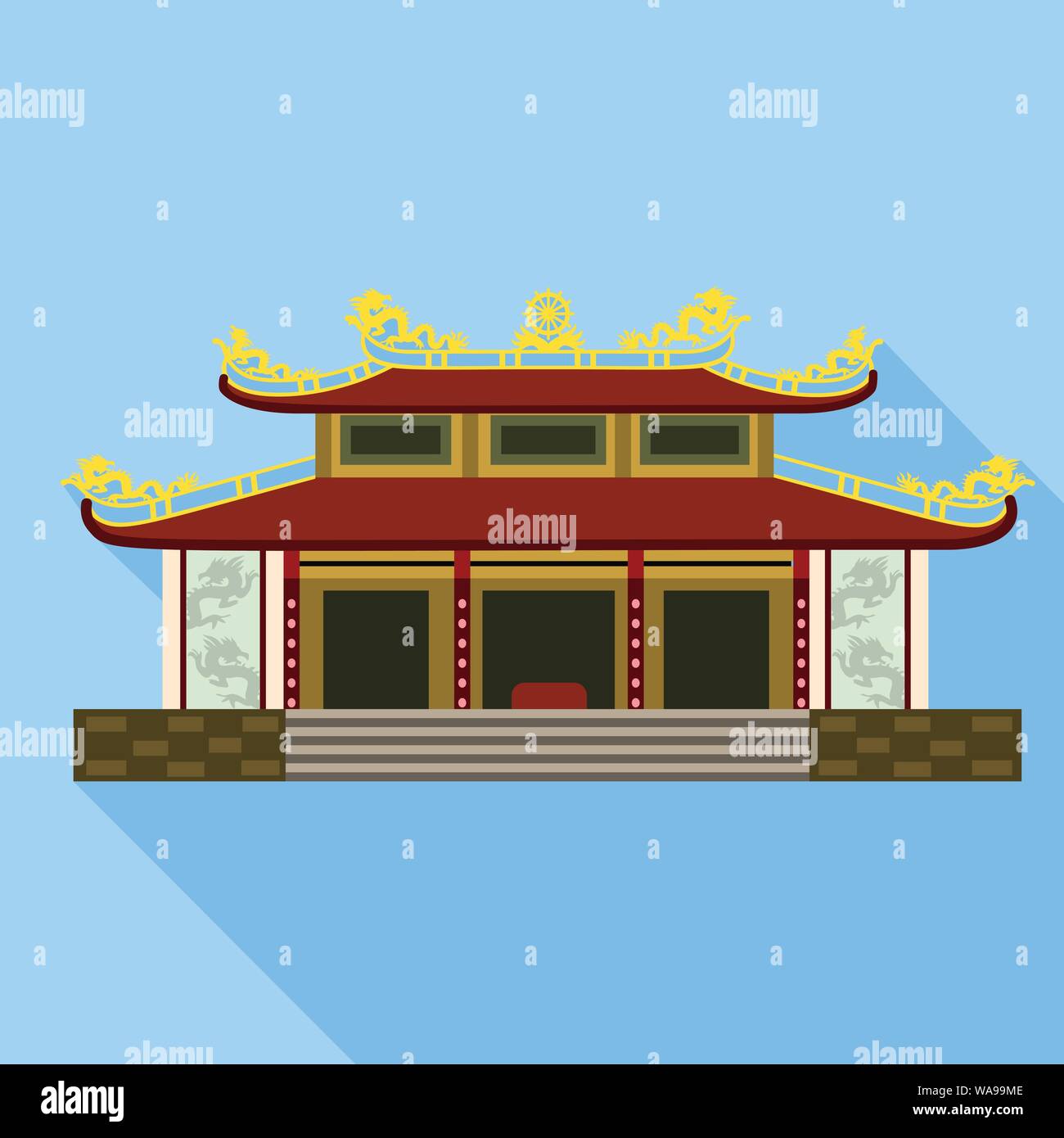 Vietnam temple icon. Flat illustration of Vietnam temple vector icon ...
