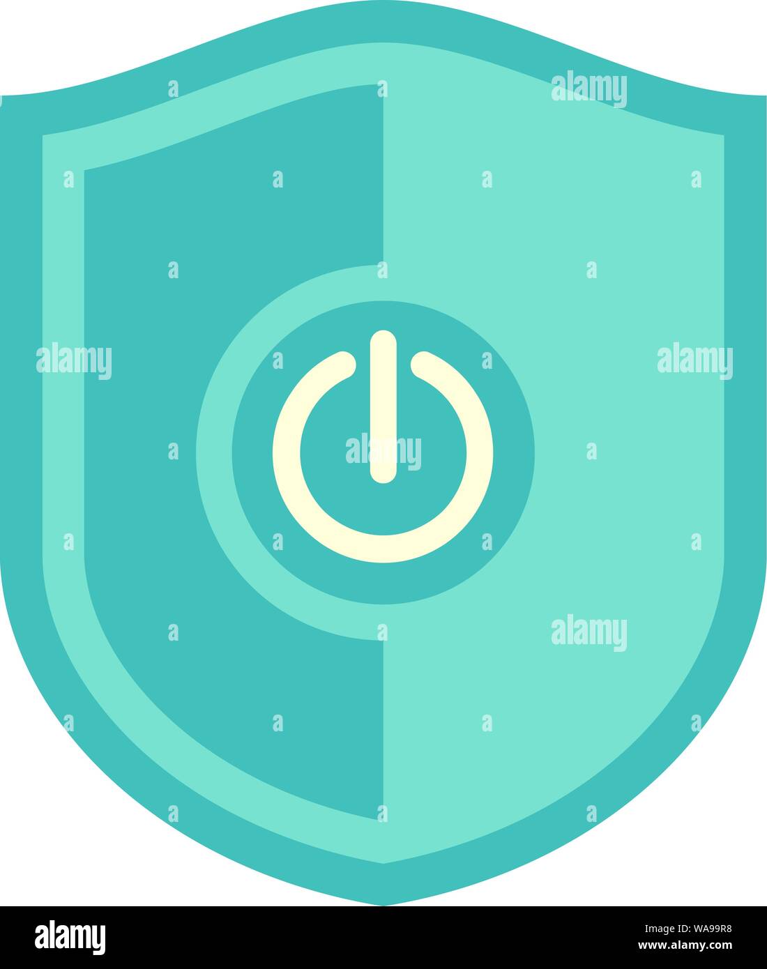Power on shield icon. Flat illustration of power on shield vector icon ...