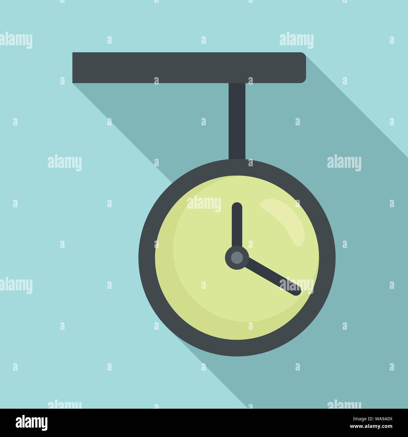 Railway station clock icon. Flat illustration of railway station clock ...