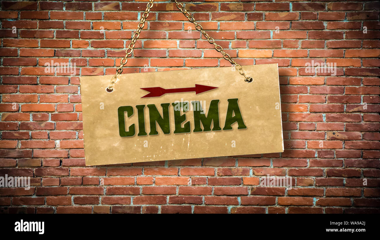 Street Sign the Direction Way to Cinema Stock Photo - Alamy